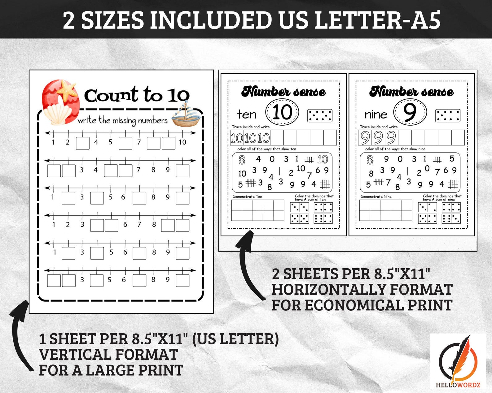 Counting to 10 Practice Worksheets Missing Number Ten Learning ...