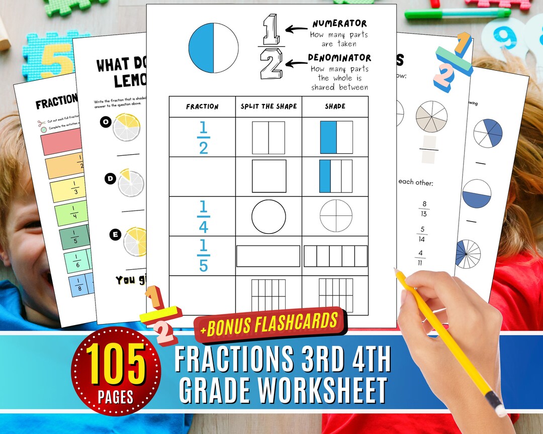 Fractions Worksheet Activities 3rd 4th Grade Printable, Learning Math ...