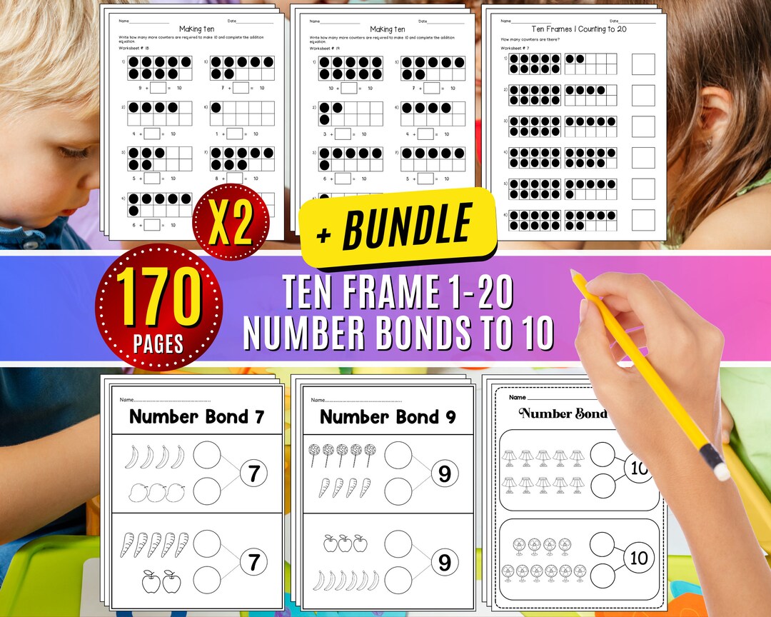 Ten Frame Printable Worksheet 10 Frame Number Bonds Counting to 20 Set ...
