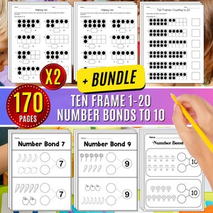 Ten Frame Printable Worksheet 10 Frame Number Bonds Counting to 20 Set ...