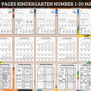 Kindergarten Math Worksheets: Number Tracing & Counting 1-20 (digital ...