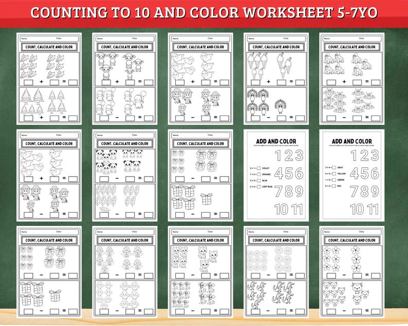 Counting to 10 Worksheets Bundle Counting to Ten, Preschool Pre-k ...
