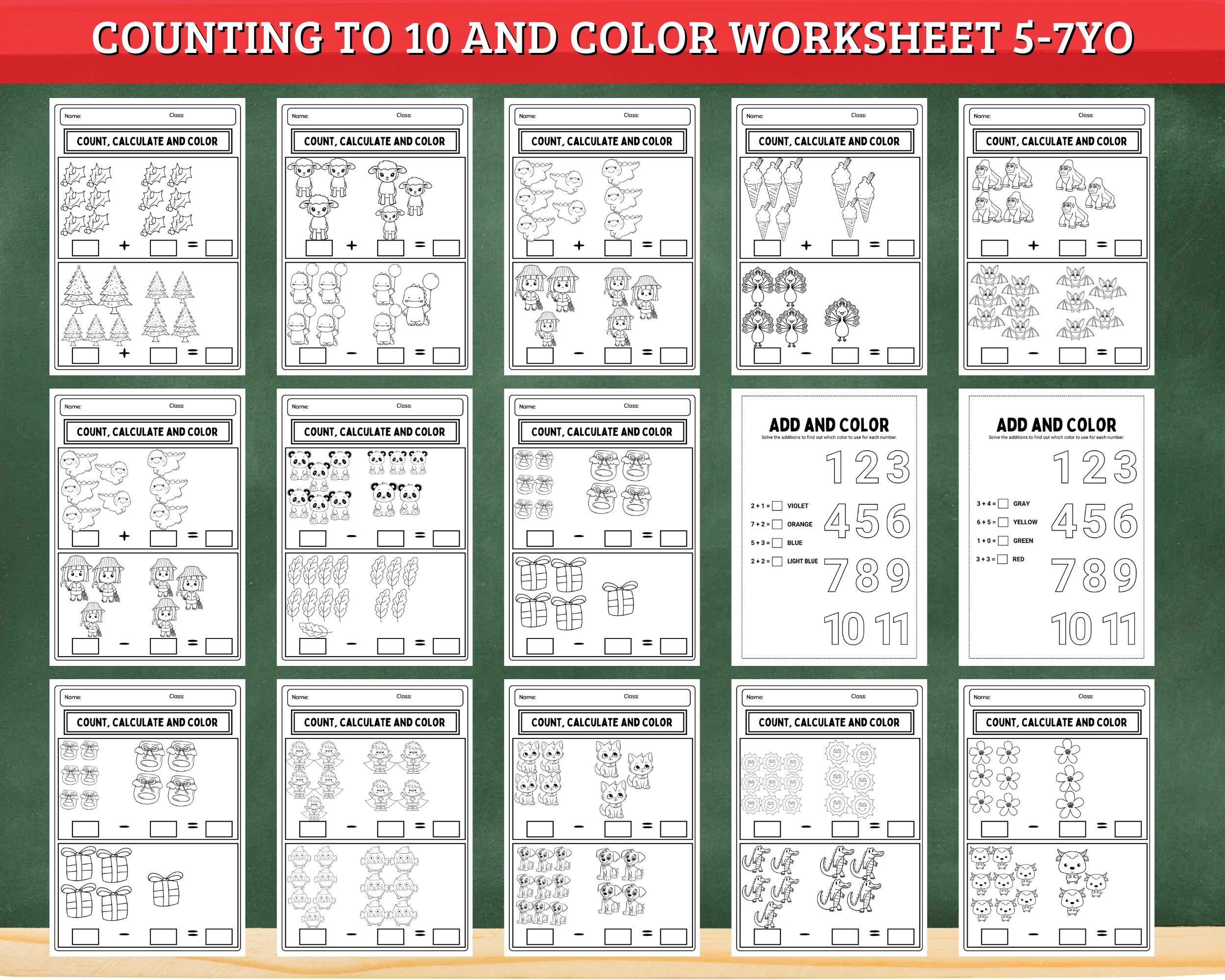 Counting to 10 Worksheets Bundle: Preschool & Kindergarten Printable ...