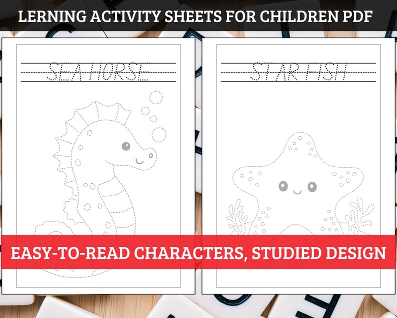 Tracing Animal Worksheet Practice Preschool Trace and Color Book Fine ...