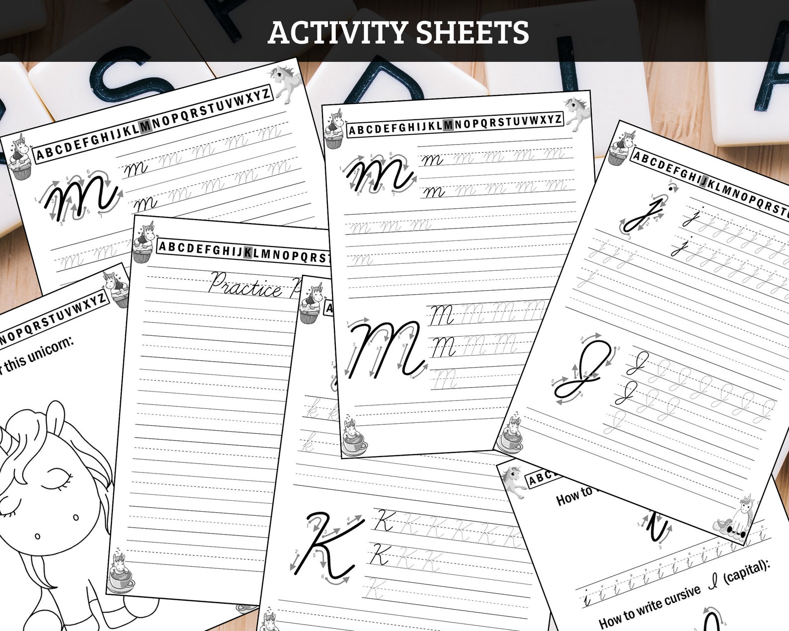 Cursive Handwriting Worksheets Practice Workbook for Kids Letter ...