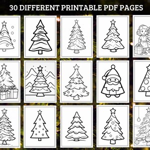 Christmas Tree Coloring Page Sheet for Kids Printable, Set Children ...