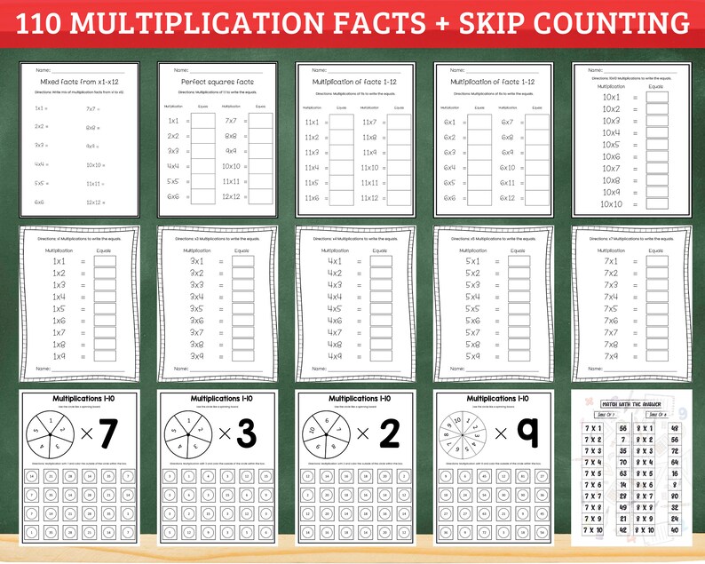 Multiplication Facts Worksheets: Skip Counting Charts (digital Download ...