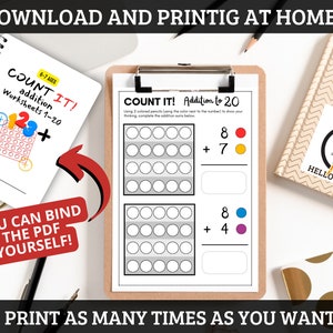 Color and Count Printable Addition to 20 Math Simple Worksheets ...