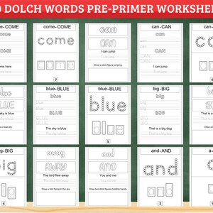 Dolch Sight Word Pre-primer Worksheets Kindergarten High Frequency Pre ...