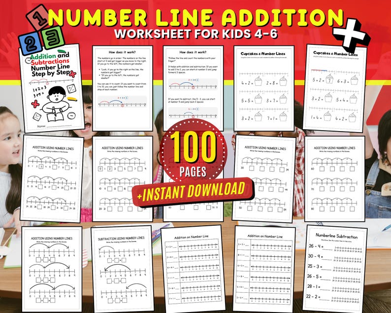 Number Line Addition Practice Worksheets Skip Counting Add and ...