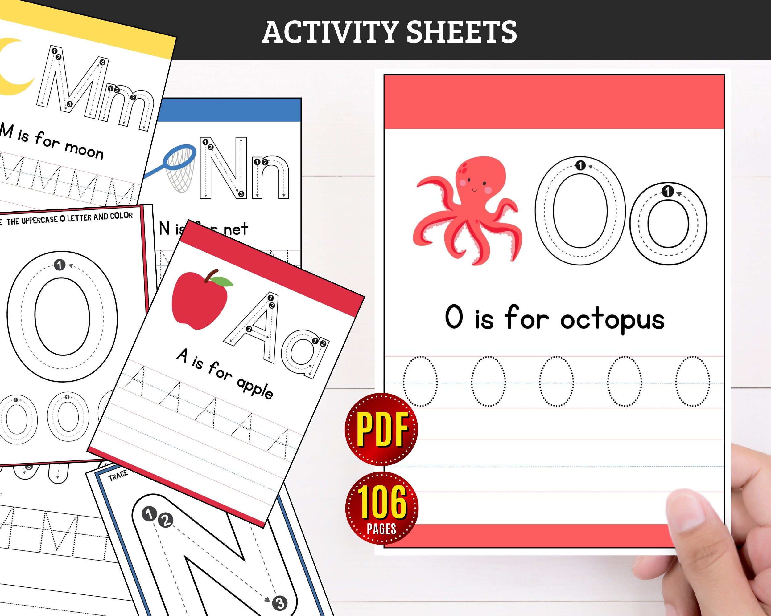 Tracing Letters Digital Worksheets Uppercase Lettering Guide Abc ...