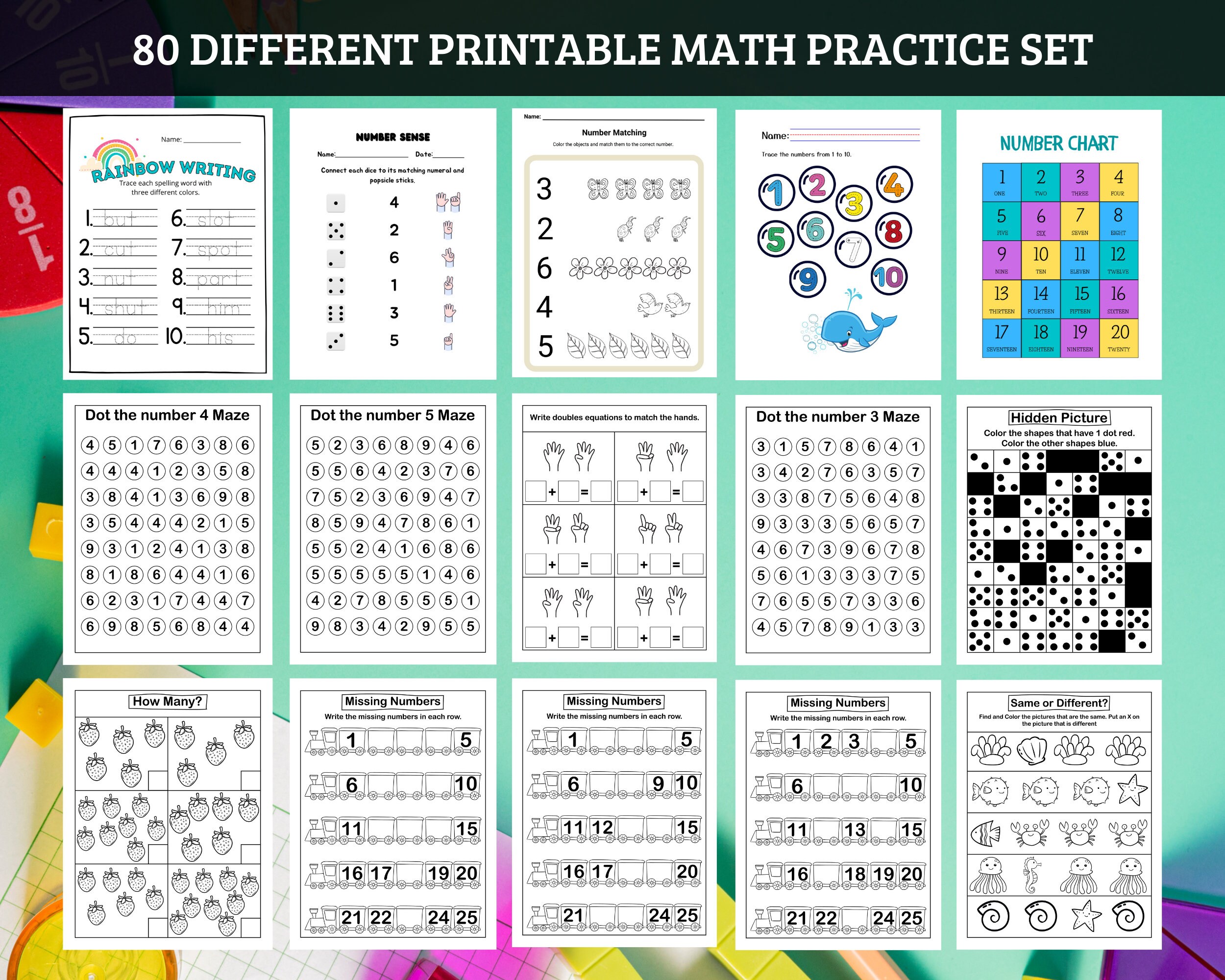 Preschool Math Worksheets 80 Printables for Number Learning & Counting ...
