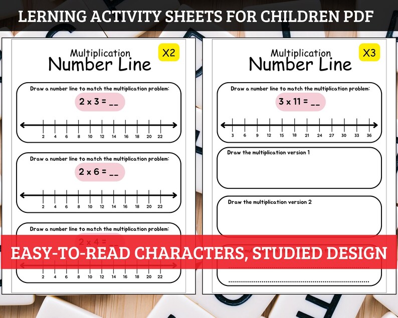 Number Line Multiplication Facts Worksheets Practice, Repeated Addition ...