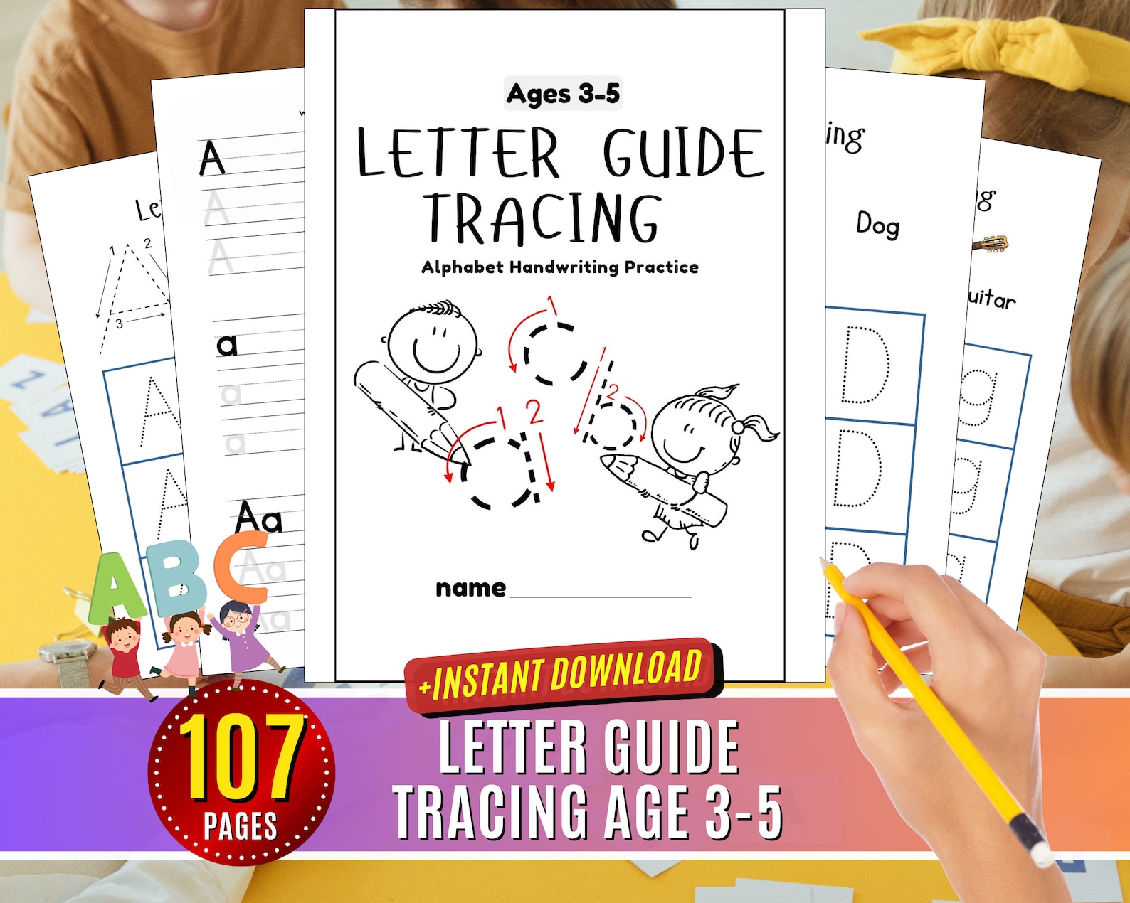 Tracing Letter A-z, Alphabet Guide Tracing Worksheets Abc, Printable ...