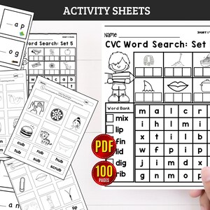 Cvc Words for Kindergarten Worksheets Games Word Search Printable CVC ...