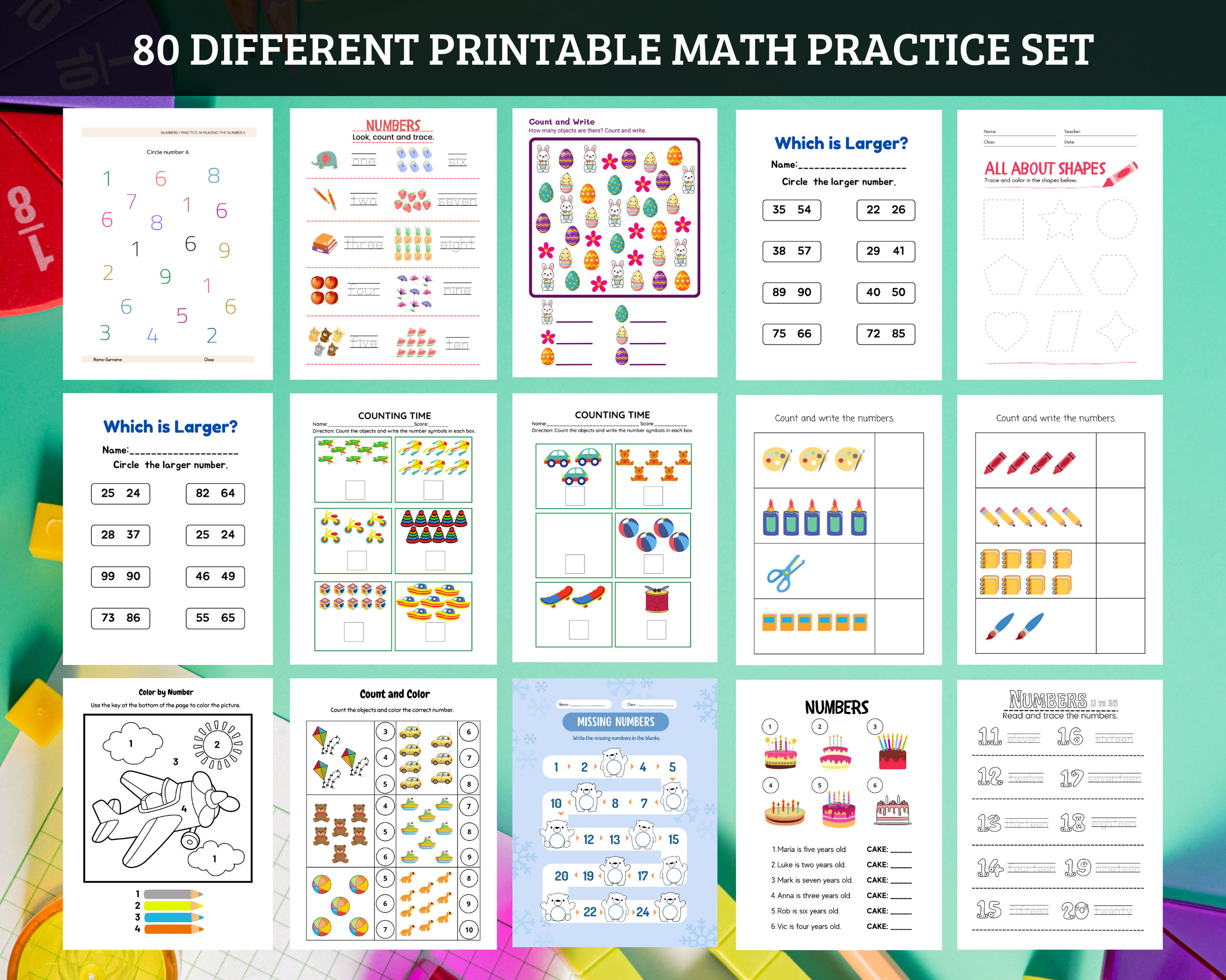 Preschool Math Worksheets Printables for Number Learning & Counting ...