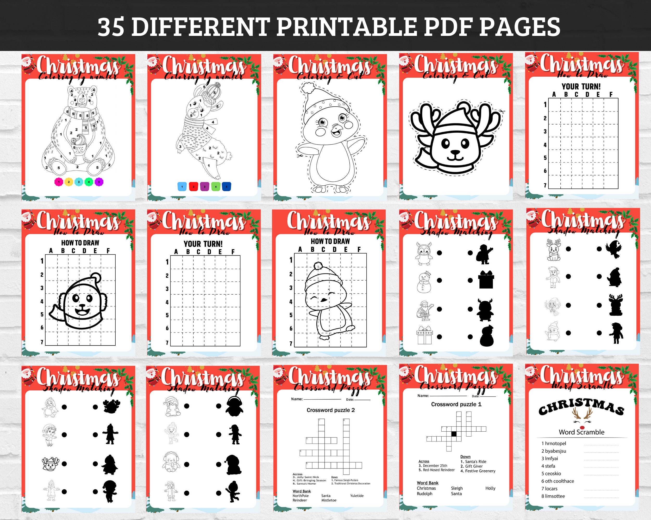 35 Activity Christmas Pages Printable Game Bundle for Kids, Activities ...