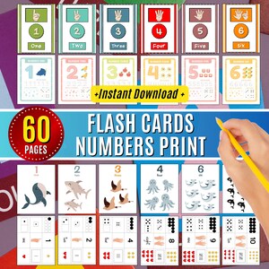 Numbers Flashcards Educational Card Numbers Printables Preschool ...