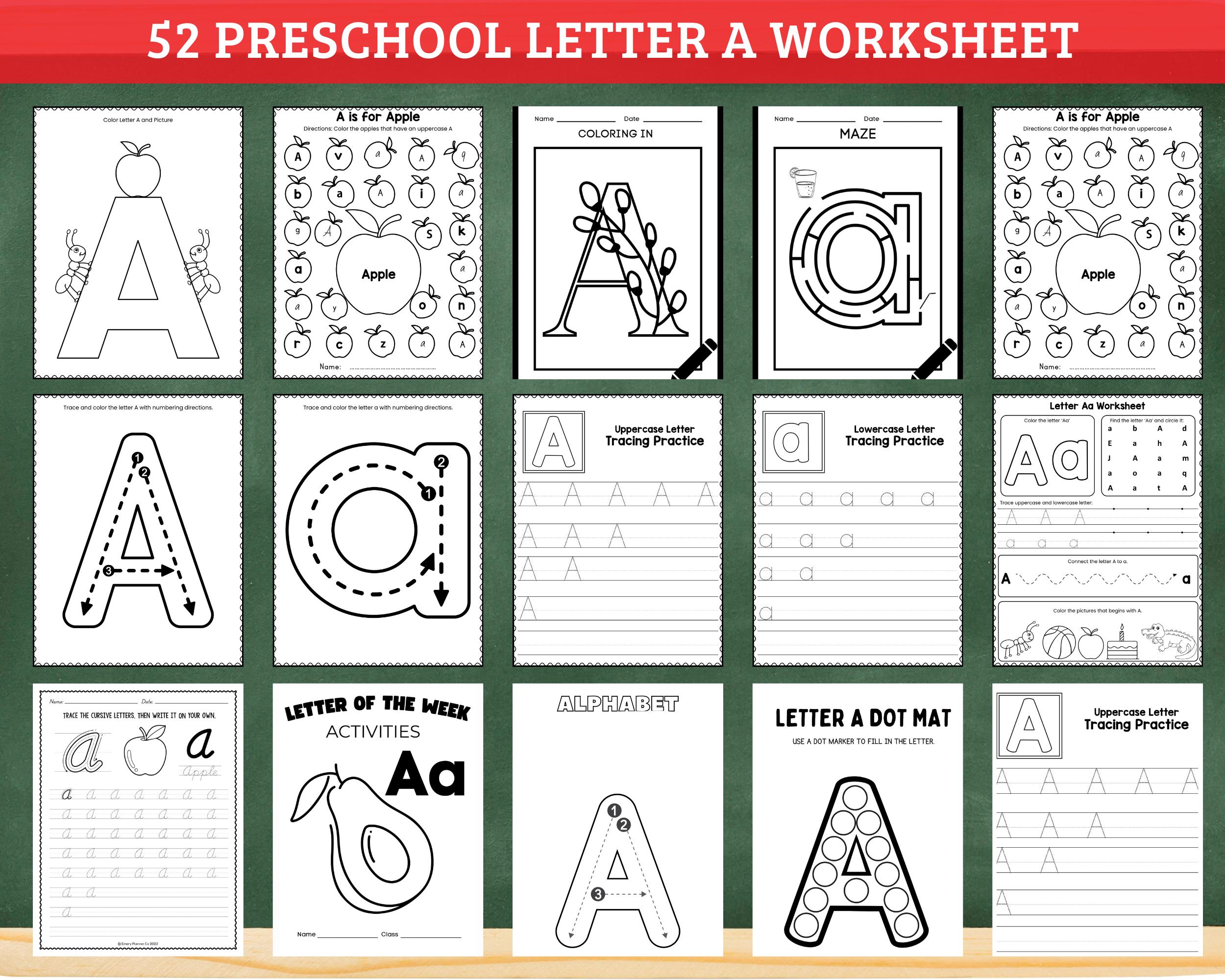 Preschool Letter A Worksheet Tracing Letters of Week Pre-k Activity ...