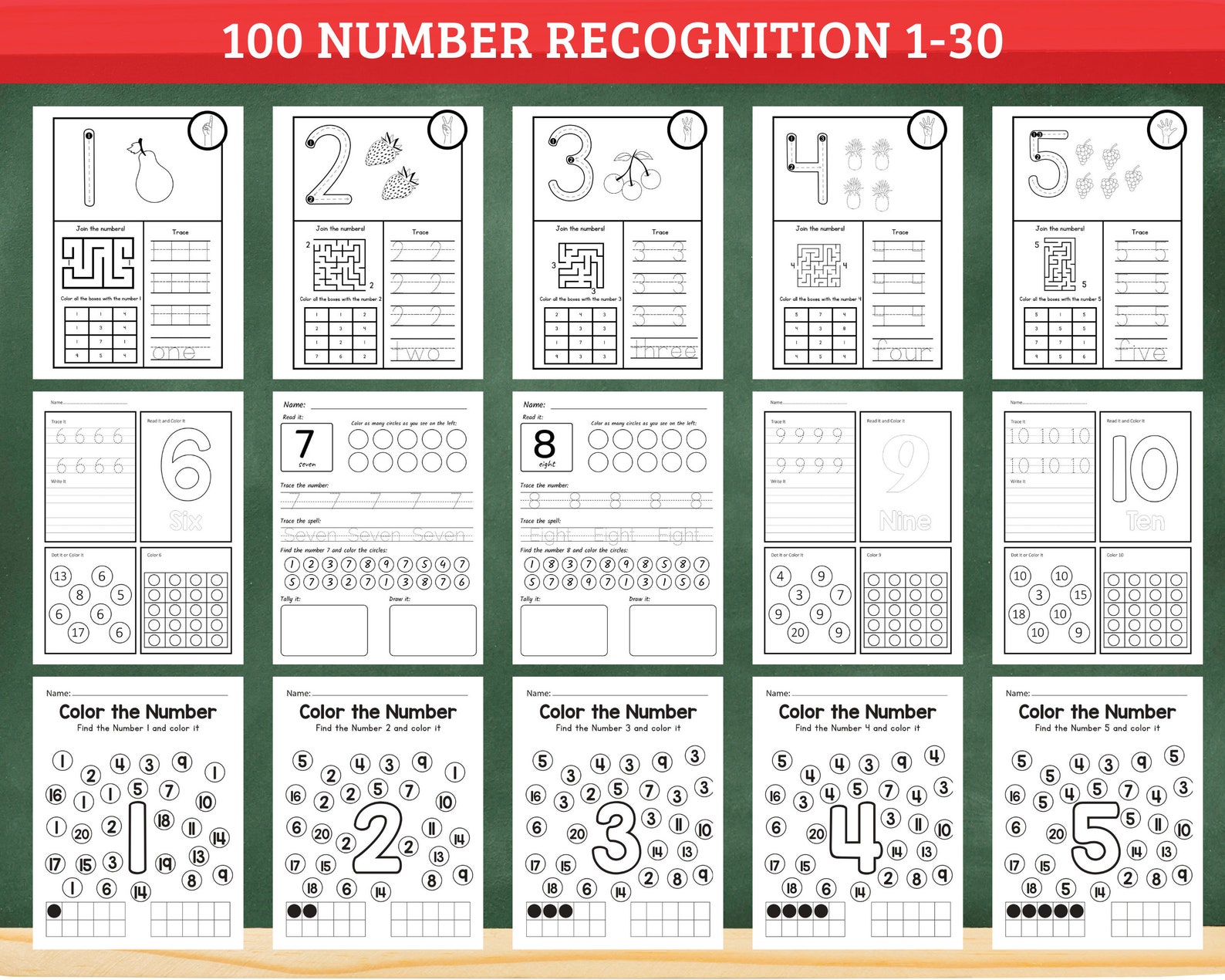 Number 1 to 30 Recognition Learning to Count and Color Worksheet 1 to ...