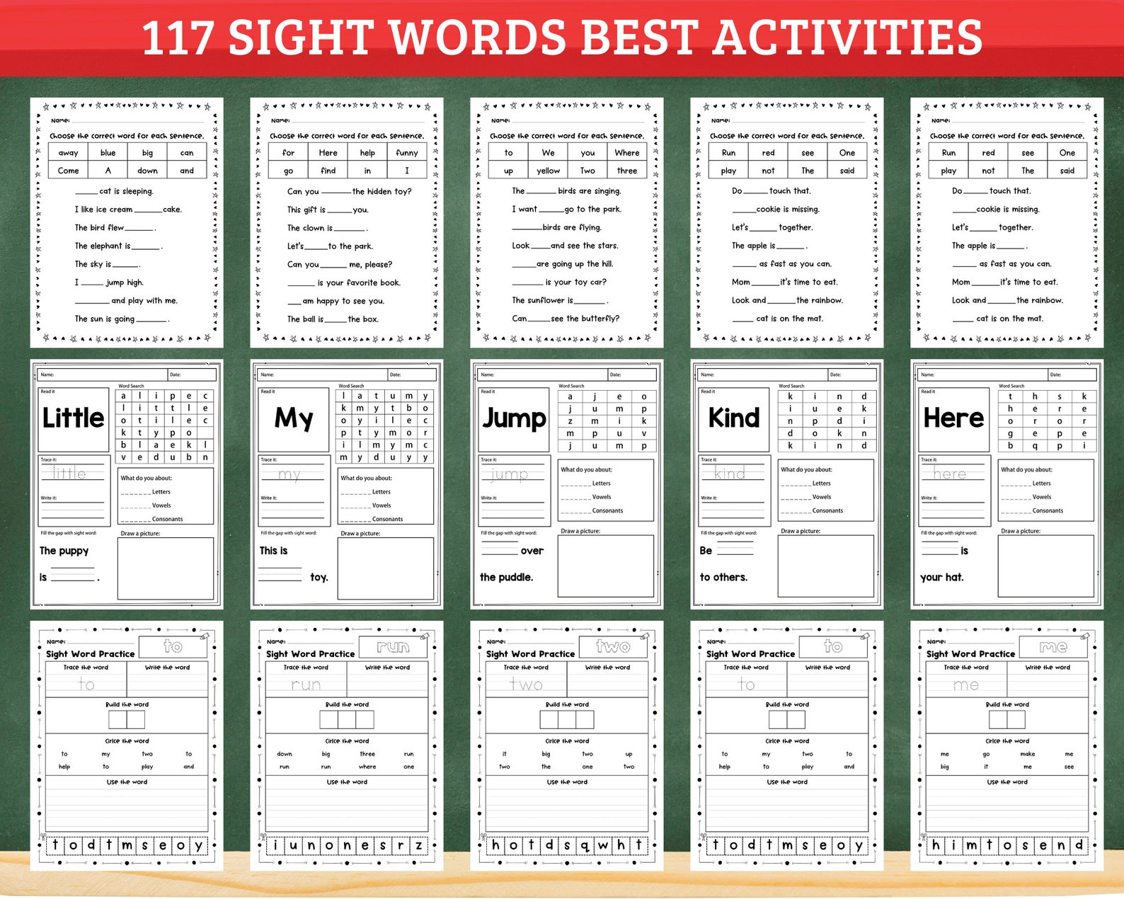 100 Sight Words for Preschool Activities Worksheets Kindergarten High ...