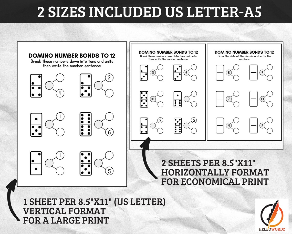 Number Bonds Worksheet Games Addition to 10 Domino 1-20 Ages 4-7 ...