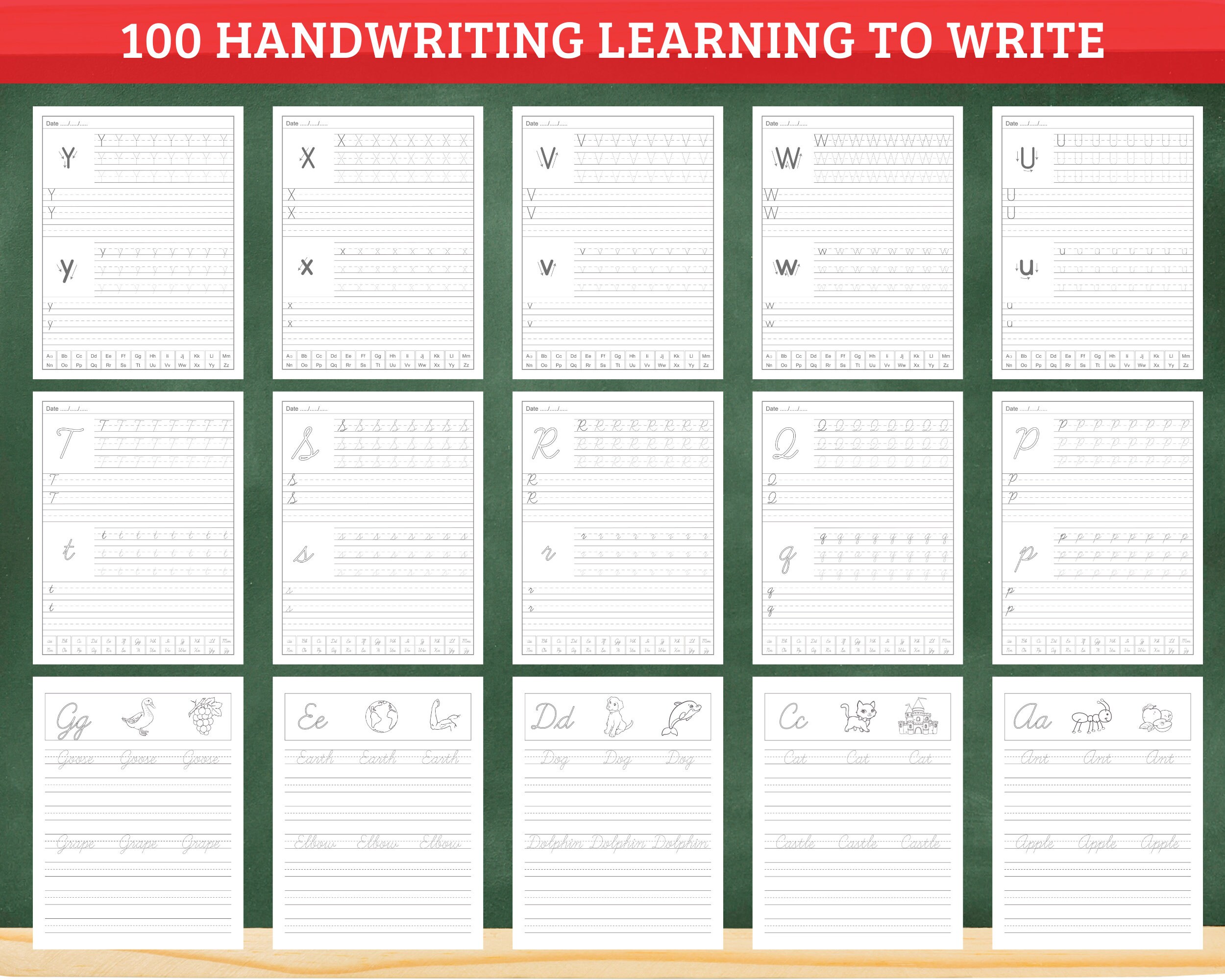 Handwriting Learning to Write Cursive and Print Worksheets Lettering ...