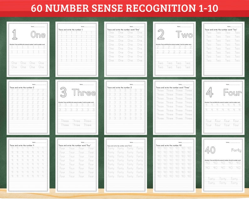 Tracing Numbers Worksheet Learning Numbers 1-40 Tracing Preschool ...