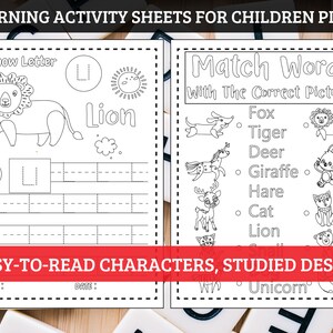 Animal Activity Alphabet Handwriting Workbook Themed Animal Coloring ...