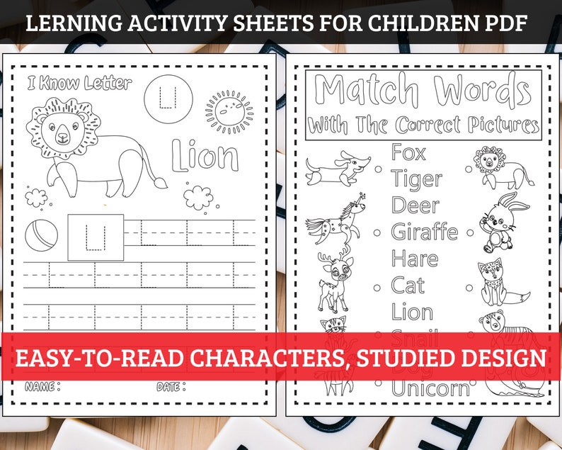 Animal Activity Alphabet Handwriting Workbook Themed Animal Coloring ...