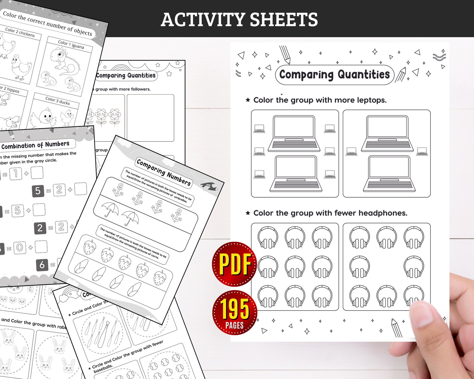 Math Worksheet Kindergarten Printable Counting Exercises Practice for ...