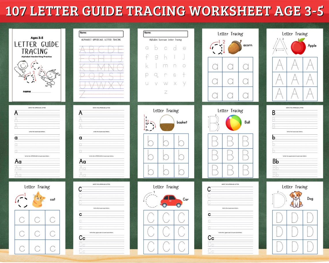 Tracing Letter A-z, Alphabet Guide Tracing Worksheets Abc, Printable ...