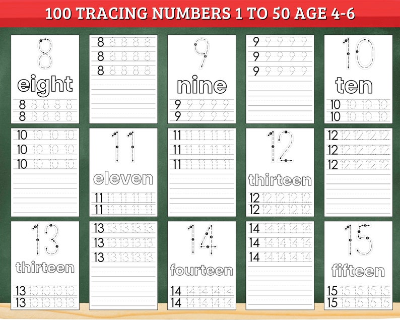 Number Tracing Worksheet 1 50 Learning Number Writing Practice 1 to 20 ...