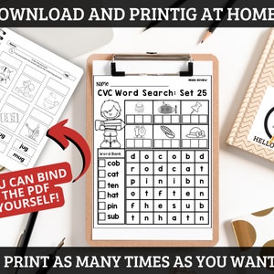 Cvc Words for Kindergarten Worksheets Games Word Search Printable CVC ...