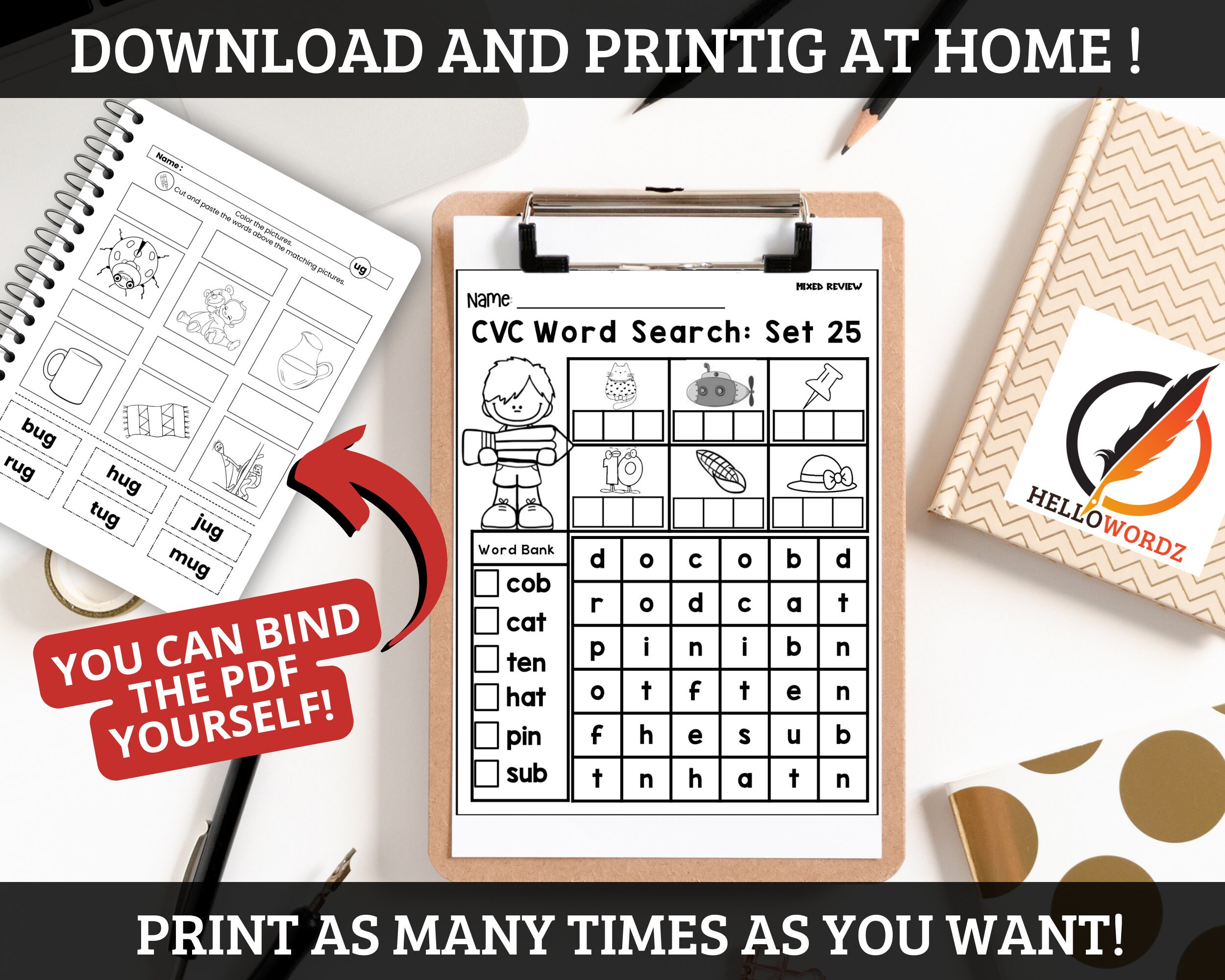 Cvc Words for Kindergarten Worksheets Games Word Search Printable CVC ...