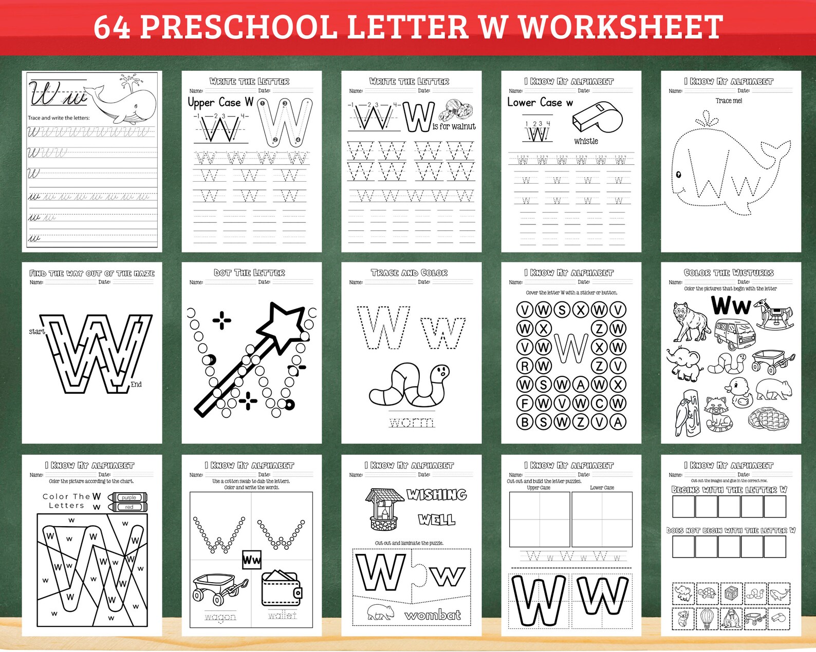 Preschool Letter W Worksheet Letters of Week Pre-k Activity Tracing ...