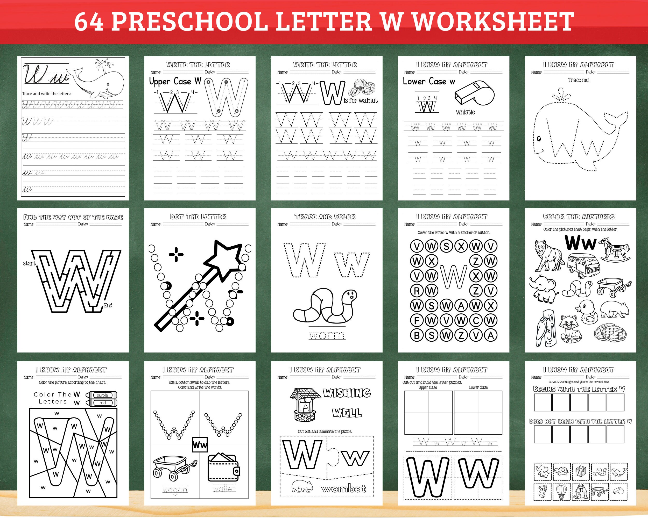 Preschool Letter W Worksheet Letters of Week Pre-k Activity Tracing ...