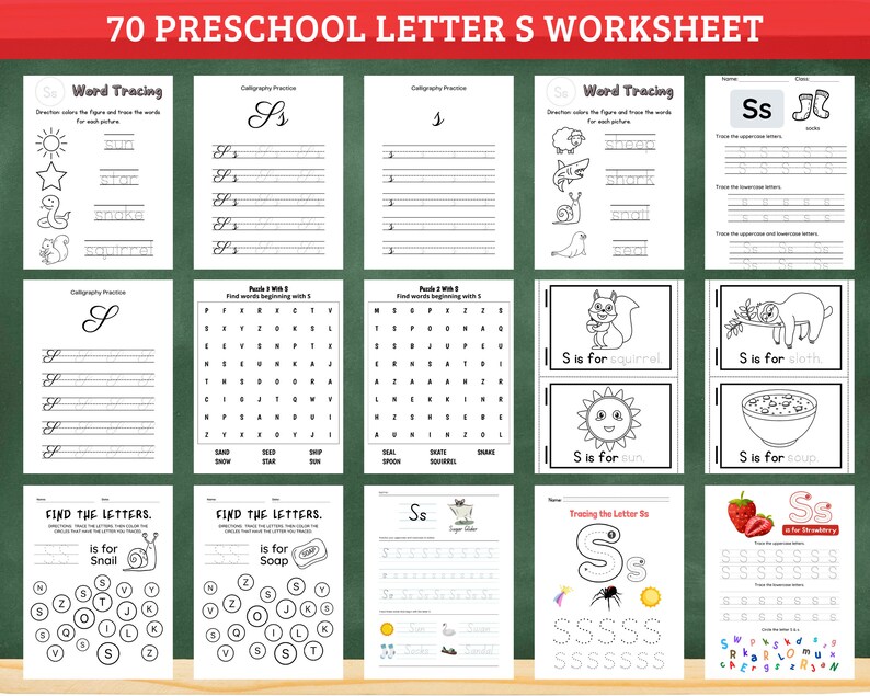 Letter S Preschool Worksheet Practice S Tracing Activity Crafts ...