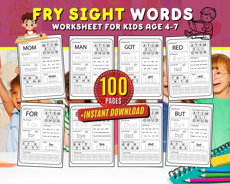 Fry Sight Words Printable Worksheets Flash Cards High-frequency ...