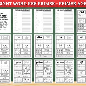 Sight Words Worksheets Pre Primer High Frequency Dolch Sight Word ...