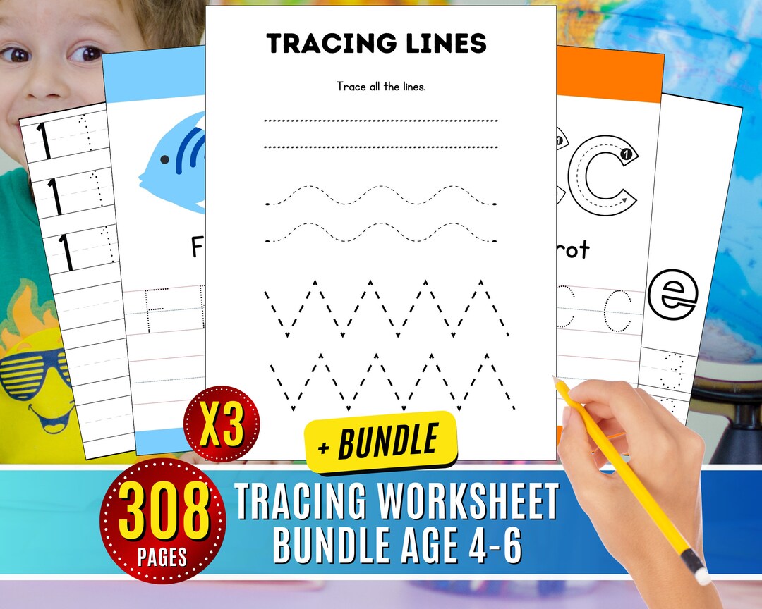 Tracing Worksheets Letters Alphabet Numbers and Line Bundle Printable ...