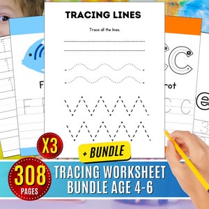 Tracing Worksheets Letters Alphabet Numbers and Line Bundle Printable ...