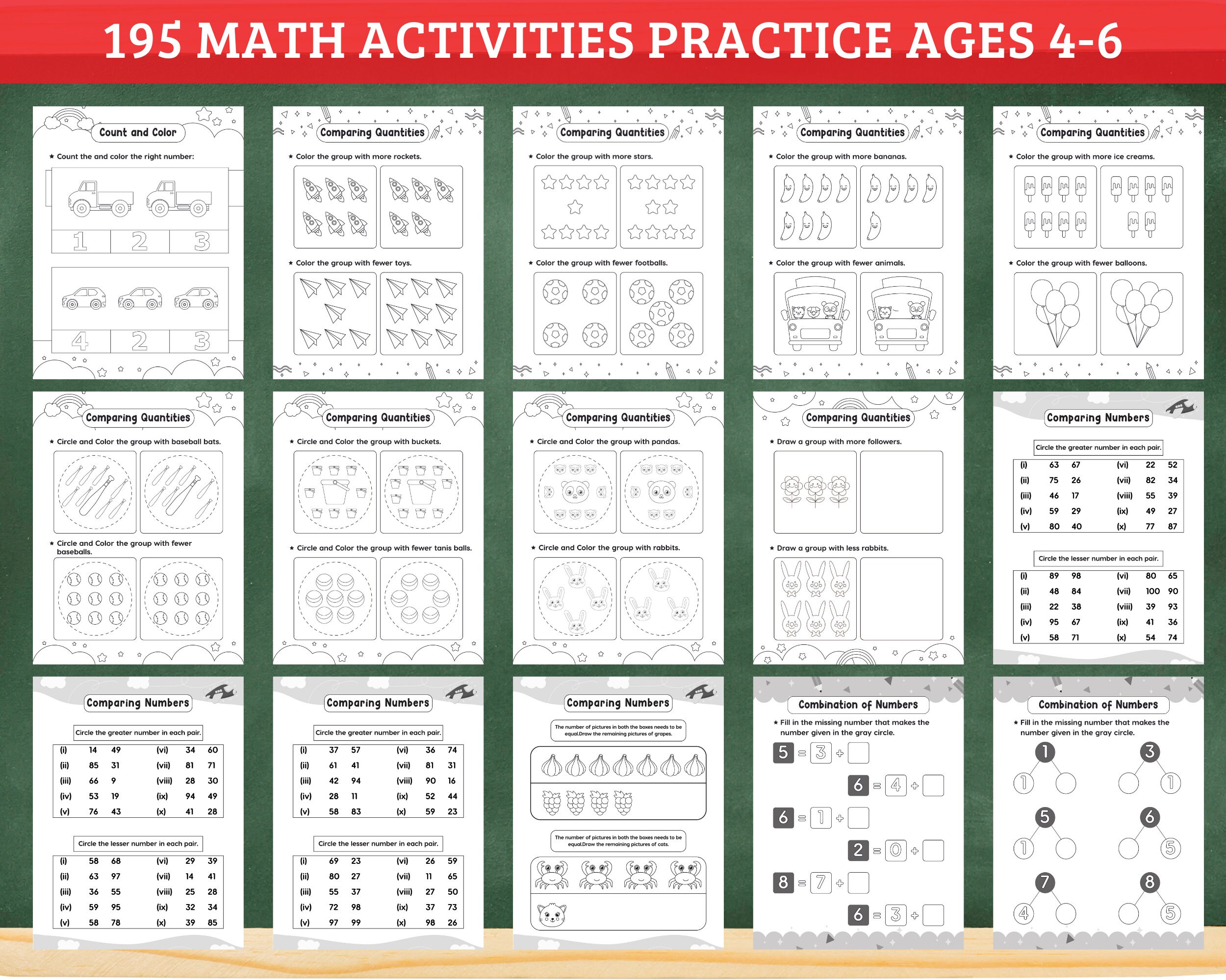 Math Worksheet Kindergarten Printable Counting Exercises Practice for ...