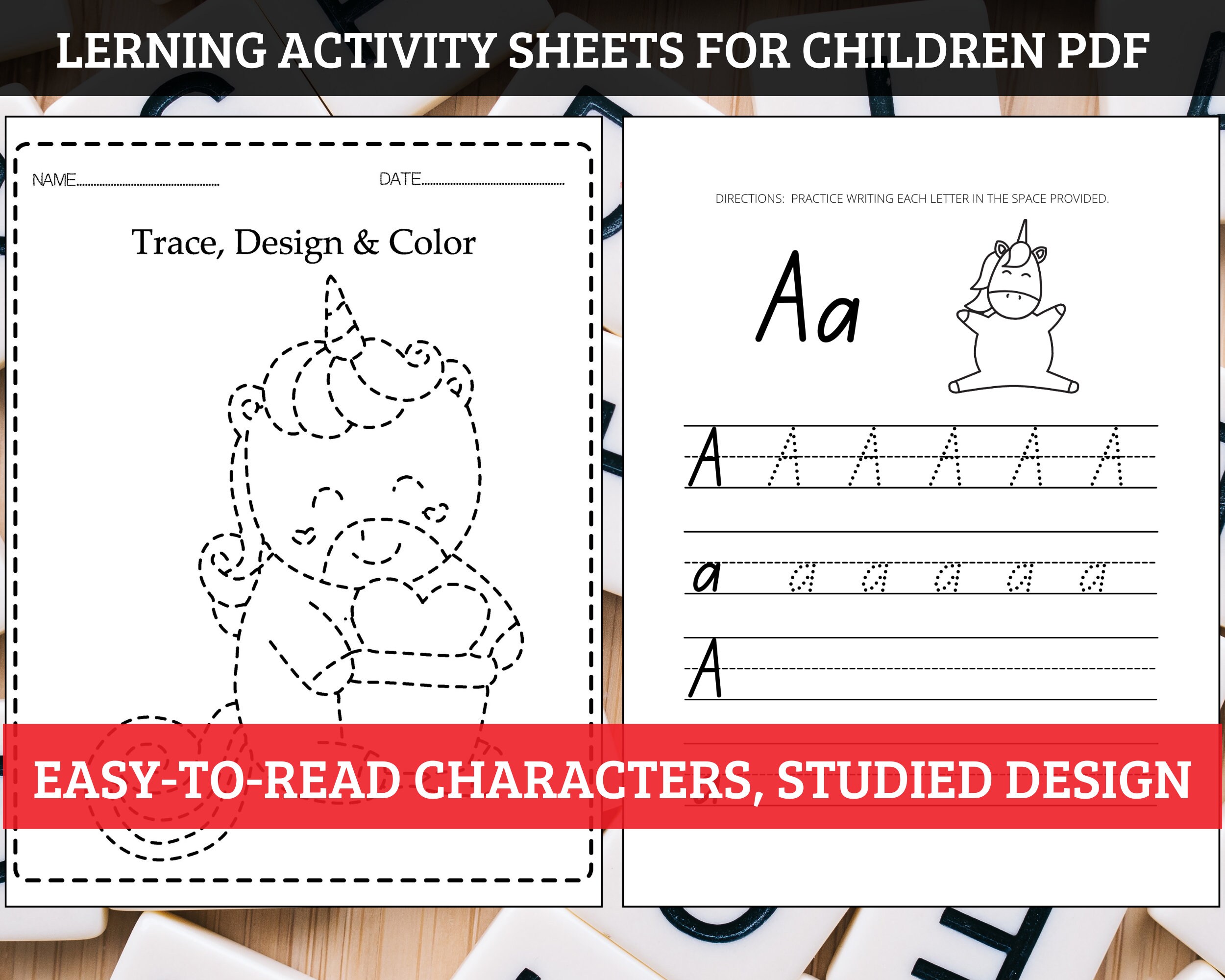 Unicorn Letter Alphabet Worksheets, Unicorn Number Activity Book ...