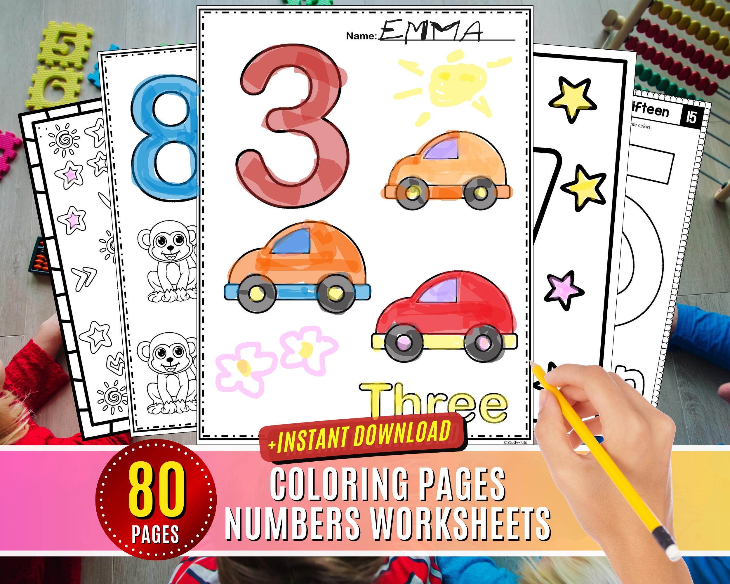Counting to 20 Coloring Pages Numbers Recognition Learning Worksheets ...