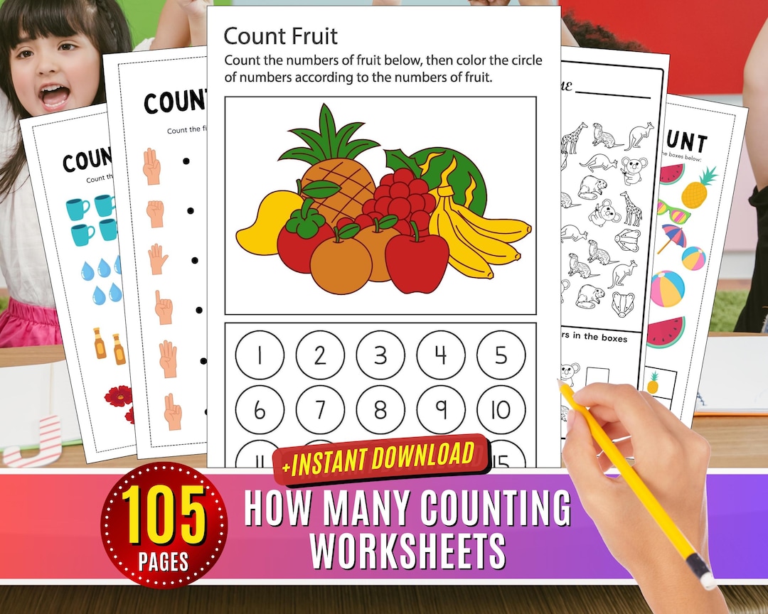 How Many Worksheet Counting Activity Printables Practice Preschool ...