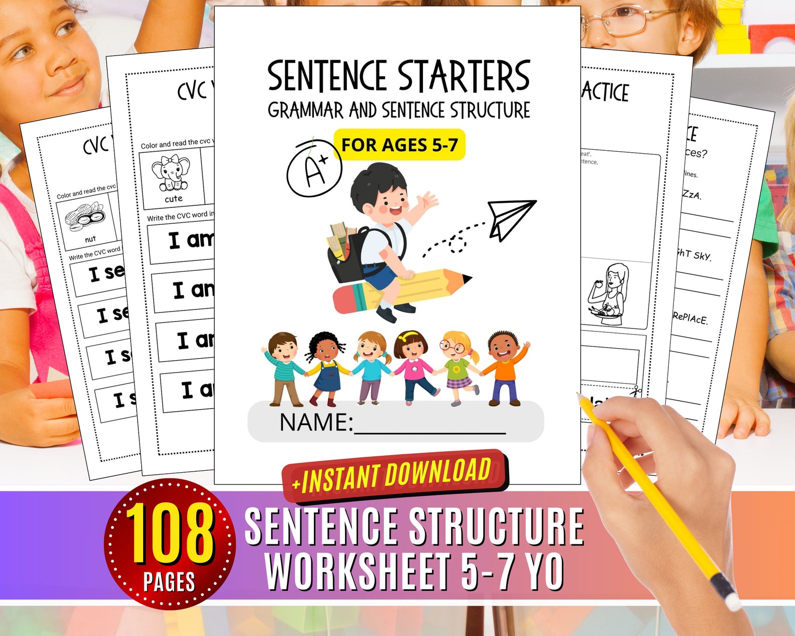 Writing Sentence Structure Building Starters Practice for Kid ...
