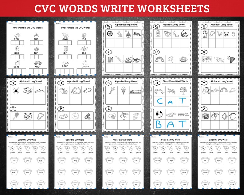 Cvc Worksheets Words Phonics, Sight Word Printable Learning CVC ...