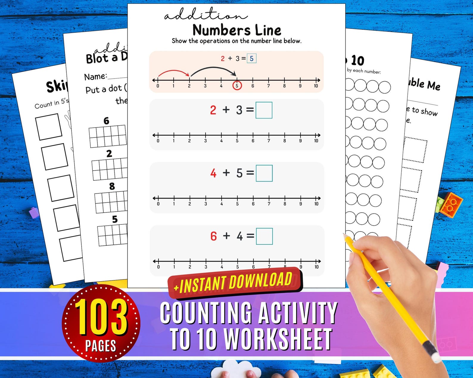Counting Activity Number Lines Count to 10 Ten Frame Printable Count ...