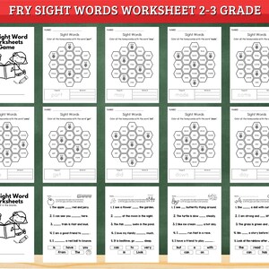 100 Fry Sight Words Worksheets High Frequency Kindergarten CVC ...